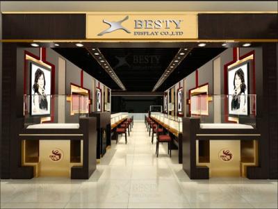 China Wood Veneered Jewelry Shop Designing and Manufacturing for sale