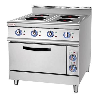 Cina Cucina commerciale 4 piatti gamma di cottura elettrica con forno 380V 800x900x950mm in vendita