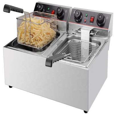 Cina 585x460x285mm Controllo del timer Macchina elettrica per friggere patatine con 2 cestini in vendita