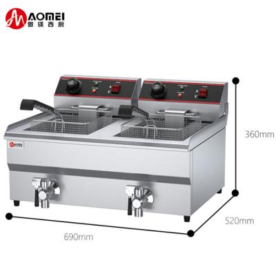 Cina Fritura elettrica a doppio serbatoio con valvola dell'olio e gamma di temperatura da 60 a 200 gradi in vendita