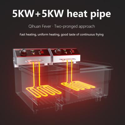 Cina Fritura elettrica a doppio serbatoio con valvola dell'olio e gamma di temperatura da 60 a 200 gradi in vendita