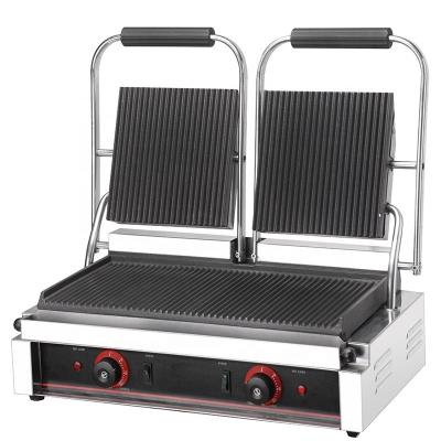 中国 565×370×190mm 電動コンタクトグリル 熱いバーベキュープレート ローブ付きのダブルプレート パニニグリル 販売のため