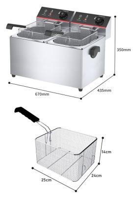 Cina Ristorante 11L 11L Industrial Double Electric Deep Fryers con funzione di protezione dal riscaldamento in vendita