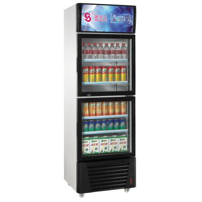 China Drinks Showcase Cooler Chiller Verticale koelkast voor supermarkt glazen deur display Te koop