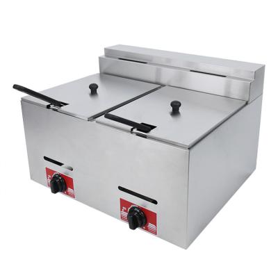 中国 6L 6L 商用キッチンのテーブルトップでフライティング食品を作るためのダブルタンクガスフライヤー 販売のため