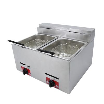 中国 6L 6L 商用キッチンのテーブルトップでフライティング食品を作るためのダブルタンクガスフライヤー 販売のため