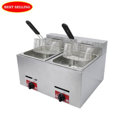 中国 6L 6L 商用キッチンのテーブルトップでフライティング食品を作るためのダブルタンクガスフライヤー 販売のため