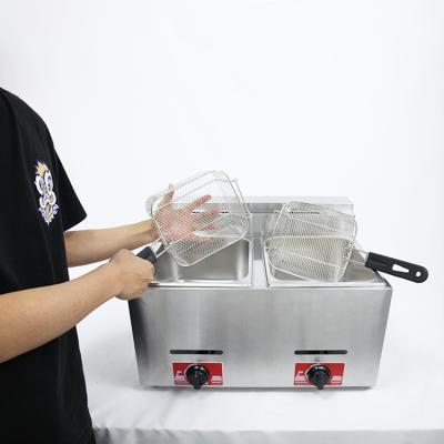中国 6L 6L 商用キッチンのテーブルトップでフライティング食品を作るためのダブルタンクガスフライヤー 販売のため