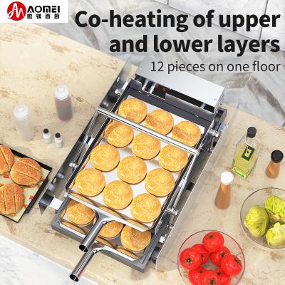 Cina 22KG Capacità 2 strati Hamburger Bun Tostatrice con piastra di riscaldamento Dimensioni 440 * 320mm in vendita