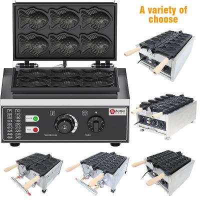 China Elektrische Mini Fish Taiyaki Maker Roestvrij staal 6 Fish Shape Waffle Baker Machine Te koop