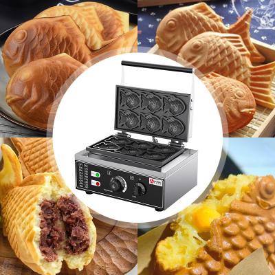 China Elektrische Mini Fish Taiyaki Maker Roestvrij staal 6 Fish Shape Waffle Baker Machine Te koop