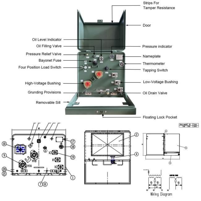 250 kVA pad mounted transformer exterior view