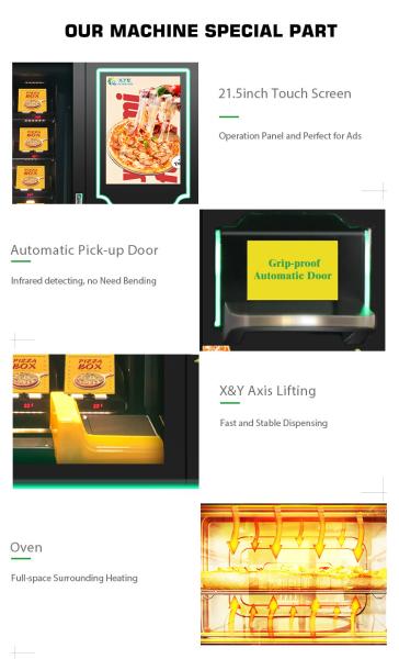 Quality Fast Delivery Touch Screen Banknote Coin Automatic Food Pizza Vending Machine for sale