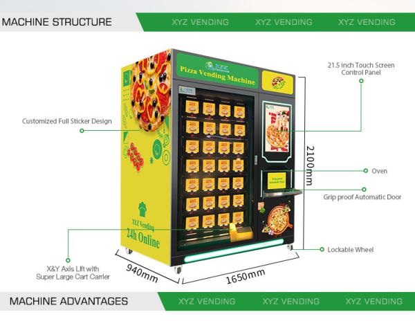 Quality 32 Inch Touch Screen Coin Banknote Qr Code Self-service Elevator Pizza Vending for sale