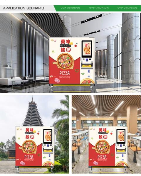 Quality 32 Inch Touch Screen Coin Banknote Qr Code Self-service Elevator Pizza Vending for sale