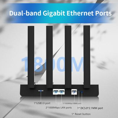 China Vivienda plástica de los apuroses WiFi6 de Mesh Router 1800Mbps del hogar del negro Dualband inalámbrico del uso en venta