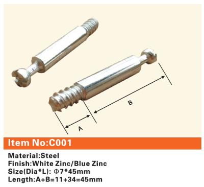 China C001 furniture connecting fittings:Steel Bolt for sale