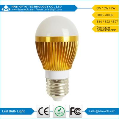 China E27 3W high brightness LED bulb light with 50000 hours' lifespan AC85-265V in Gold color for sale