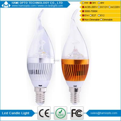 China High Lumen 3W E14 Led Candle Bulb Low Energy Milky Cover Clear Cover for sale