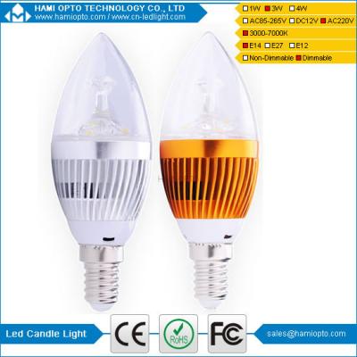 China Dimmable Epistar 3W E14 Led Candle Light , 270 Lumen LED bulb lighting for sale