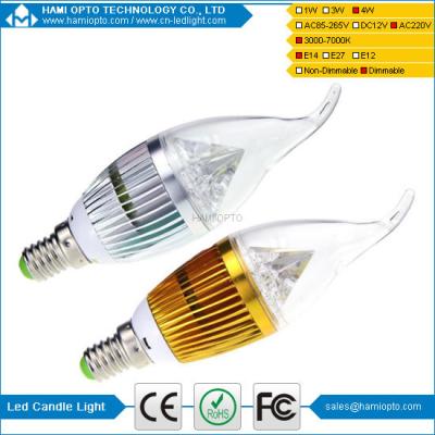China Led E14 dimmable candle Bulb Light Clear Cover Aluminum Alloy For Hotels / Restaurant for sale
