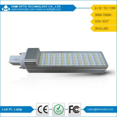China CE RoHs Approved PL SMD3014 LED G24 Lamp Light, 10W G24/E27 120 Degree View Angle for sale