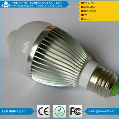 China PIR E27 5W LED Bulb Human Infrared Auto Motion Sensor Light White Lamp AC85-265V for sale