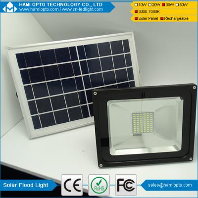 China High Llumen IP65 outdoor waterproof 30W solar floodlight with remote control CE and RoHS for sale