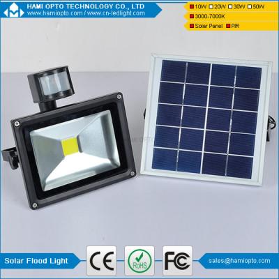 China Energy saving IP65 waterproof pir motion sensor 10W outdoor solar led flood light for sale