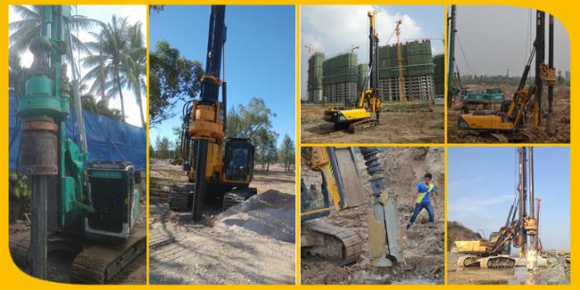 13m Depth Engineering Construction CFA Piling Rig With Hydraulic Rotary Drill Head