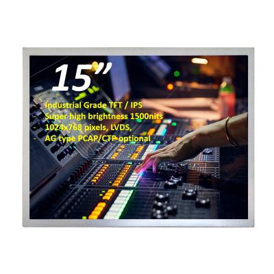 Китай 15 дюймовый промышленный TFT дисплей с восприятием солнечного света 1000 нитсов LVDS 1024x768 пикселей продается