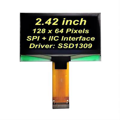 China 2.42-Inch OLED Display 128x64 Yellow Fonts PMOLED Screen SSD1309 Controller SPI+IIC Interface for sale