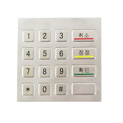 Cina Tastiera numerico in acciaio inossidabile IP65 con tastiera 4x4 in vendita