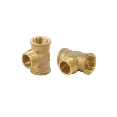China Threaded Connection Brass And Other Tees With Threaded Connection Teeth Inner And Outer Wires To Extend Copper Tees for sale