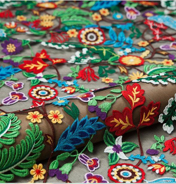 embroidered lace fabric