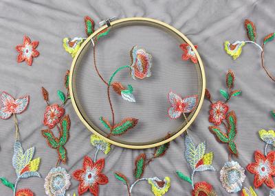 China Floral Multi Colored Antique Lace Fabric With Fine Pattern And Bright Luster Color for sale