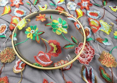 China Floral Multi Colored Antique Lace Fabric With Fine Pattern And Bright Luster Color for sale