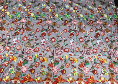 China Floral Multi Colored Antique Lace Fabric With Fine Pattern And Bright Luster Color for sale