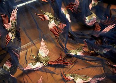 Cina Tessuto ricamato per i vestiti, tessuto nuziale del pizzo di Phoenix Tulle del pizzo dall'iarda in vendita