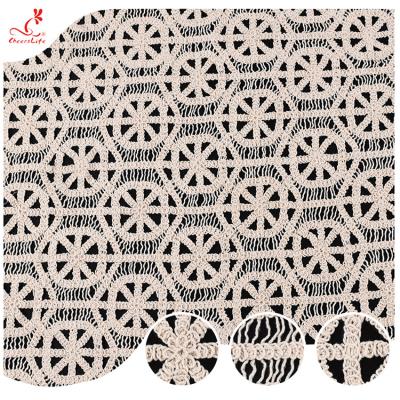 China New Design Manufacture Soft Hand Feel 100% Cotton Lace Fabric Geometric Crochet Embroidery Lace for sale