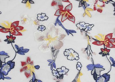 China Wedding Embroidered Lace Fabrics , Scalloped Edge Lace Mesh Fabric For Gown for sale