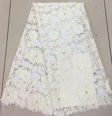 中国 ピンク3D花は網のレースの生地、服ショーのためのスパンコールによってを玉を付けられたレース テュル刺繍しました 販売のため