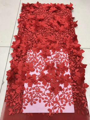 Cina Il fiore del poliestere 3D che Cording il pizzo ricamato ha bordato il tessuto di maglia per il tessuto in vendita