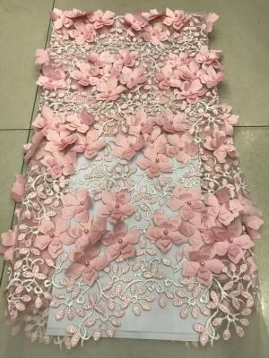 Cina Il fiore del poliestere 3D che Cording il pizzo ricamato ha bordato il tessuto di maglia per il tessuto in vendita