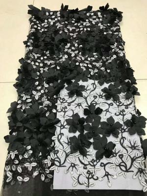 Cina Il fiore del poliestere 3D che Cording il pizzo ricamato ha bordato il tessuto di maglia per il tessuto in vendita