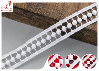 China 2CM White Guipure Embroidered Lace Trim With Poly Milk Silk Pass OEKO TEX 100 for sale