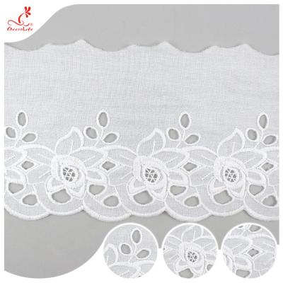 China Cotton Netting Trim / Custom Embroidered Lace Trim By The Yard For Decoration for sale