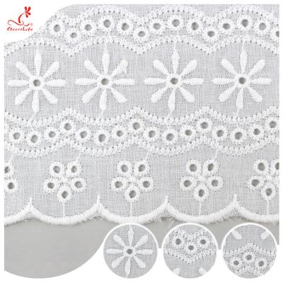 China Durable Embroidered Ribbon Trim For Wedding Curtain / White Tulle Trim for sale