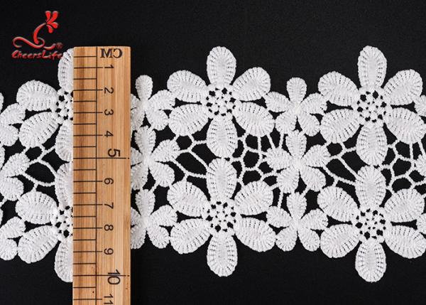 Beautiful Flower White Embroidered Lace Trim For Wedding Dress