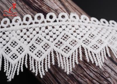 Cina confine africano del nastro della guarnizione della disposizione del pizzo del pizzo del filato del latte di 3Cm del ricamo del fiore francese solubile in acqua di Tulle in vendita